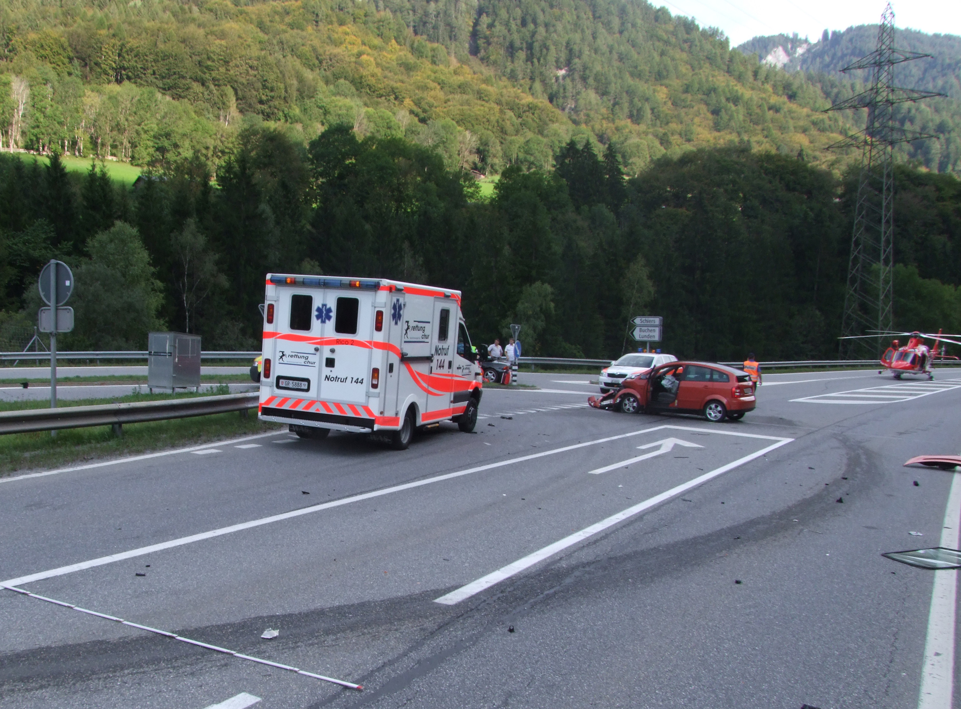 Schiers: Verkehrsunfall fordert fünf Verletzte
